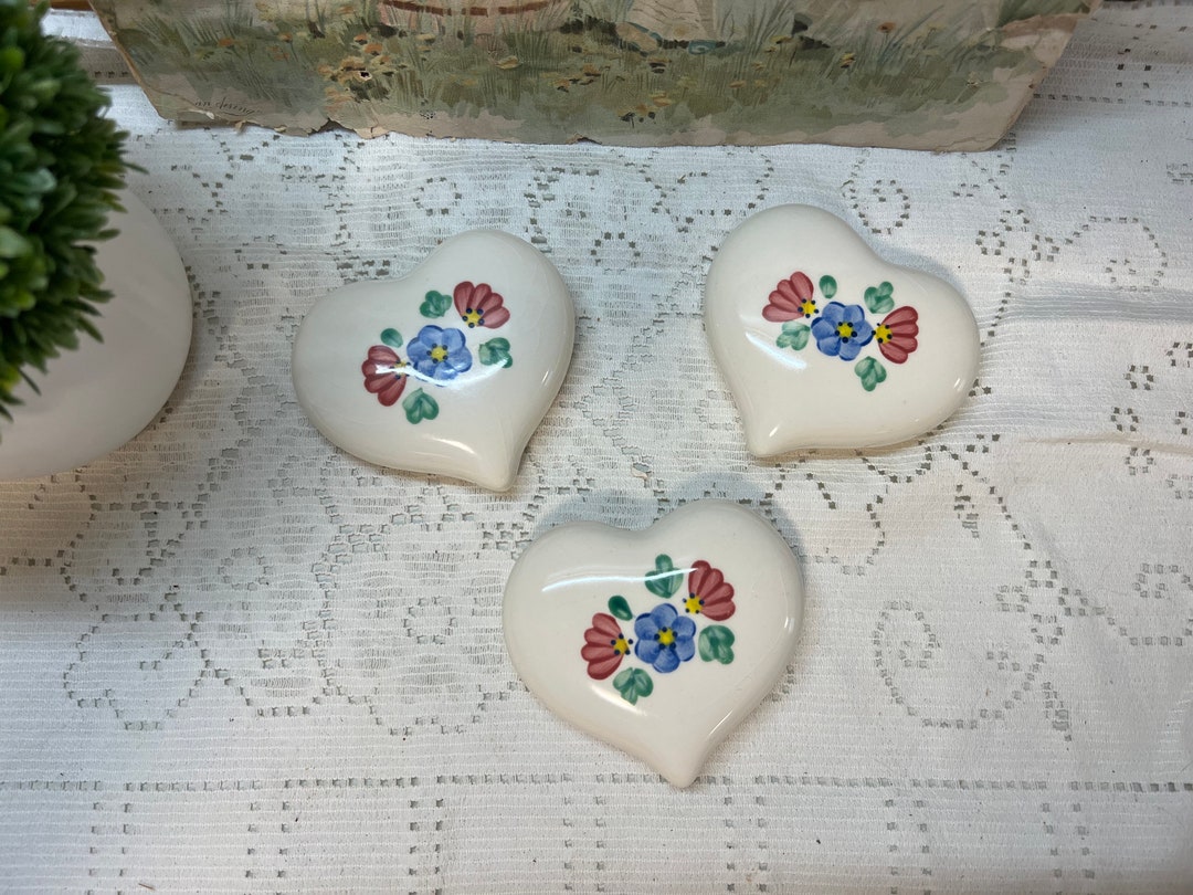 Home Interiors & Gift Ceramic Hearts Set of Three - Etsy