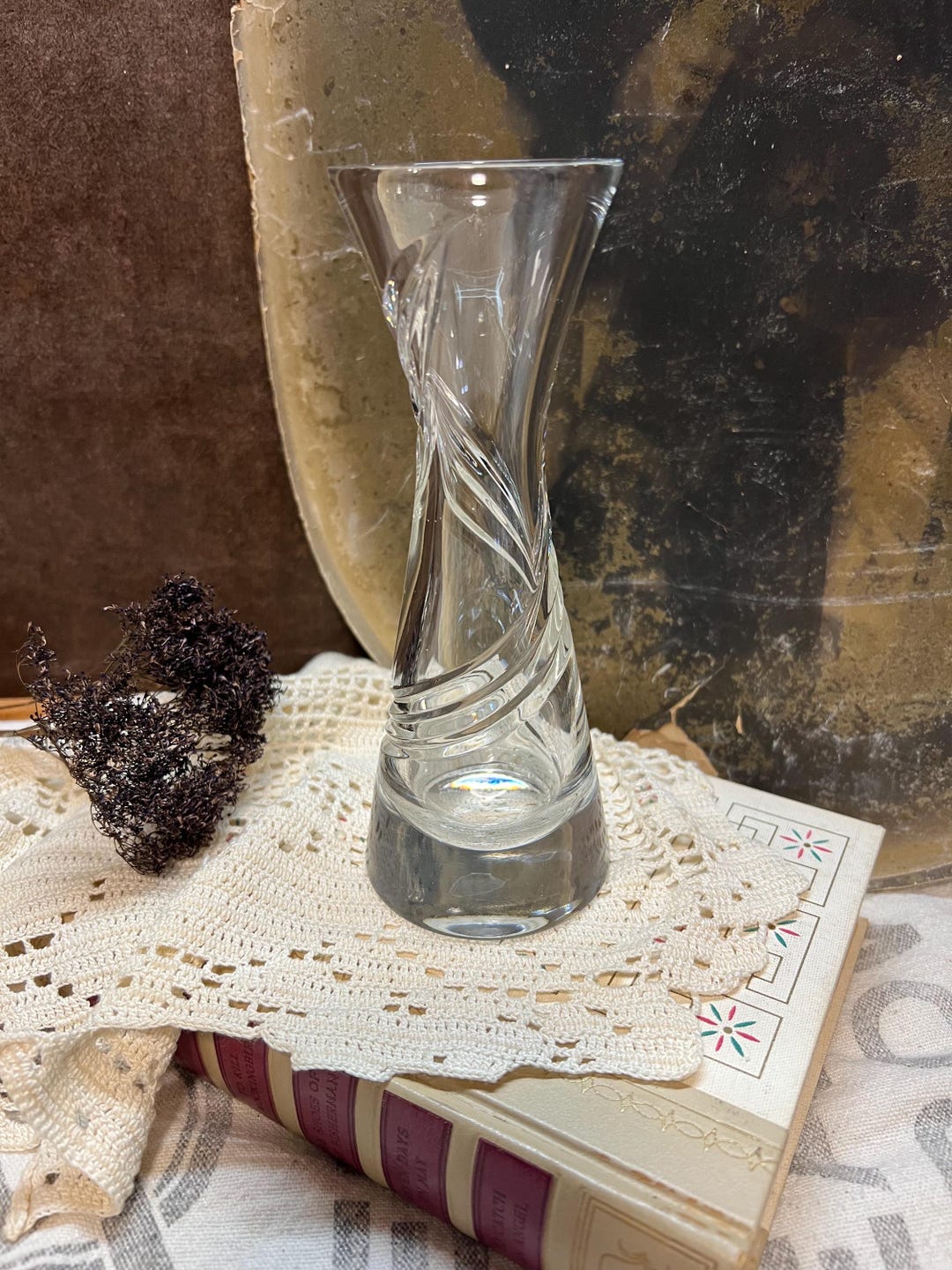 Crystal Cut Glass Bud Vase Swirl Design 6 1/2" - Etsy