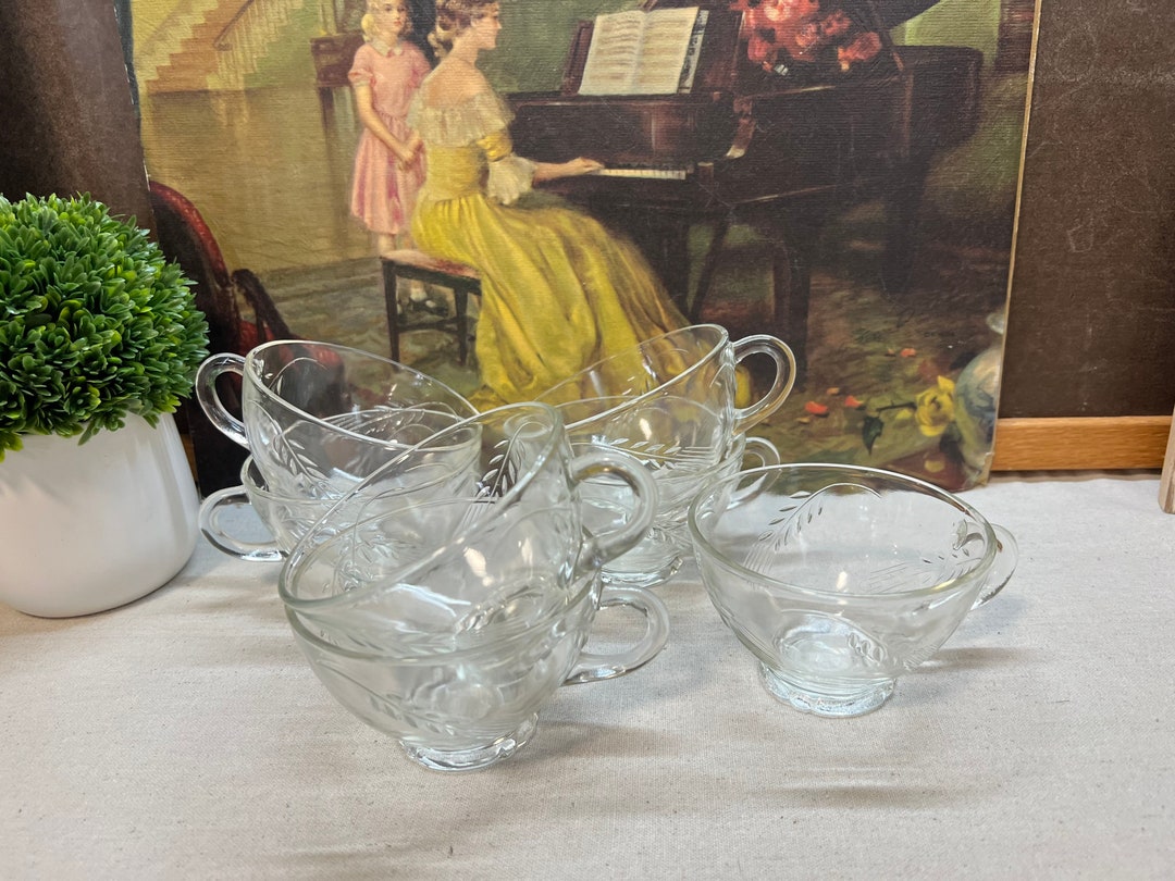 Pressed Glass Punch Cups: Vine Design, Set of 7 - Etsy