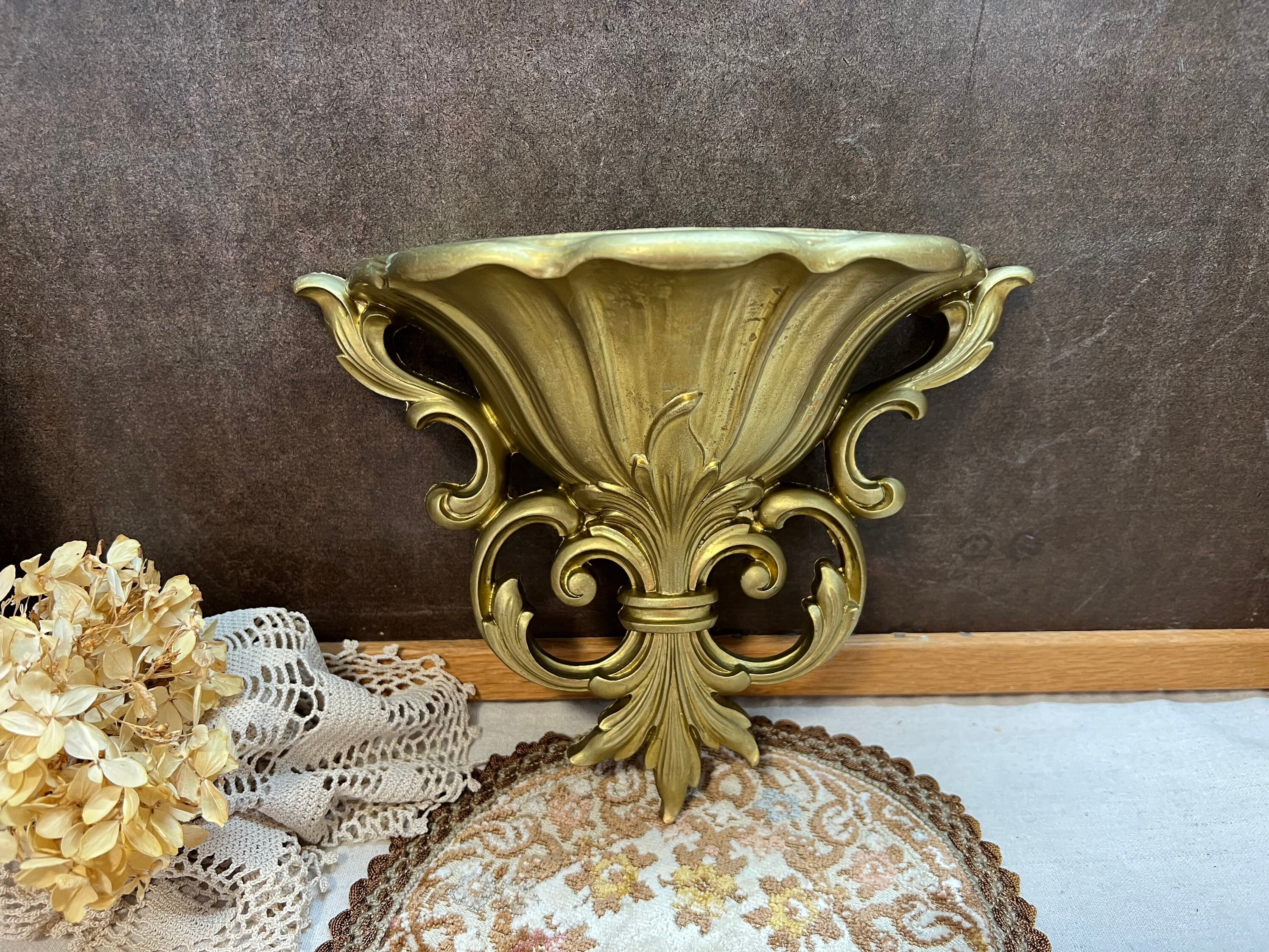 Vases Home Décor Vintage 1962 Homco/Home Interior Gold Painted Resin ...