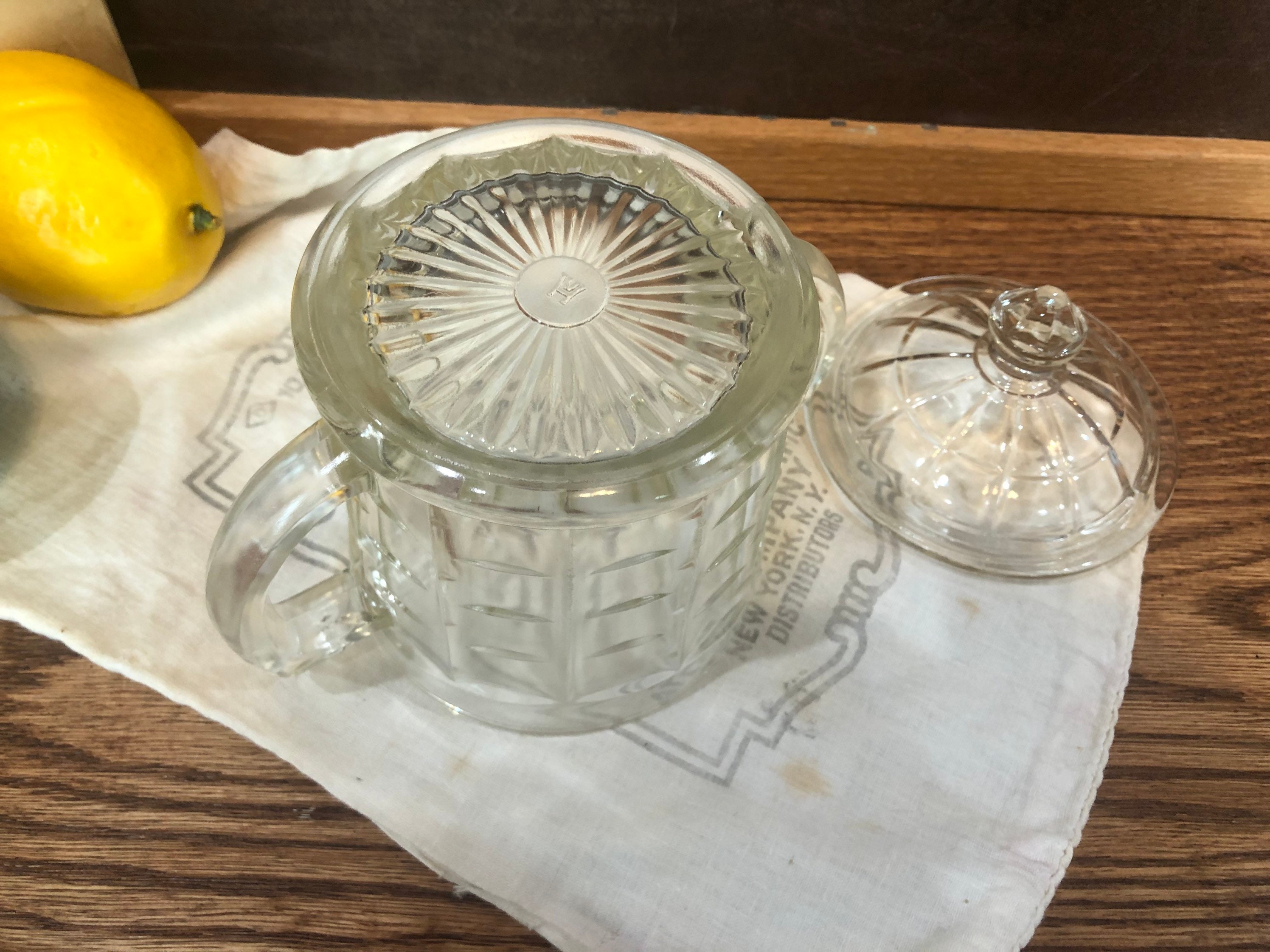Antique Hazel Atlas Colonial Block Sugar Bowl With Lid - Etsy