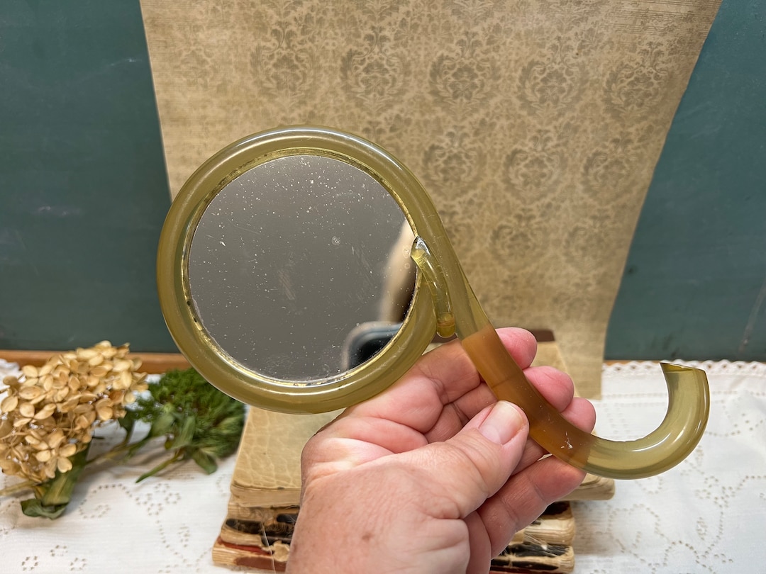 Double Sided Lucite Hand Mirror Curled Handle - Etsy