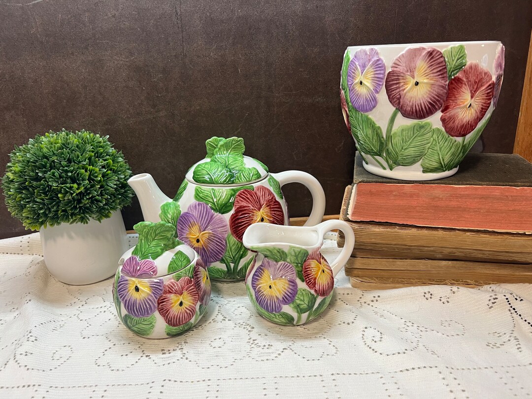 Pacific Rim Pansy Teapot Set Three Piece Set or Planter - Etsy