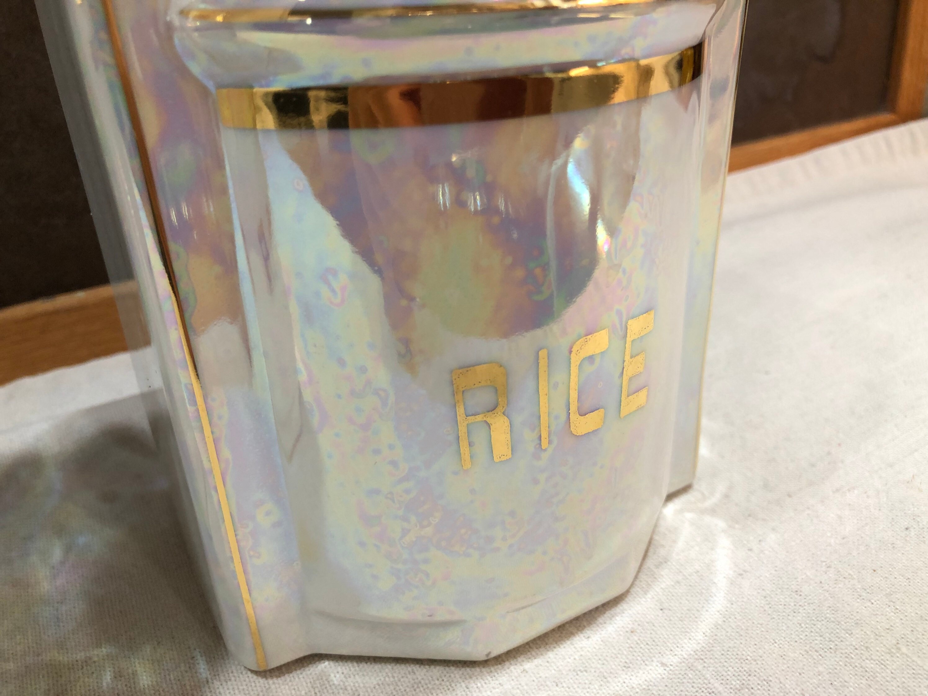 Lusterware Canisters Sugar or Rice White Gold | Etsy