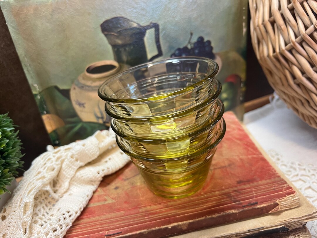 Yellow Glass Custard Cups Forte Crista Mexico Set of Four - Etsy