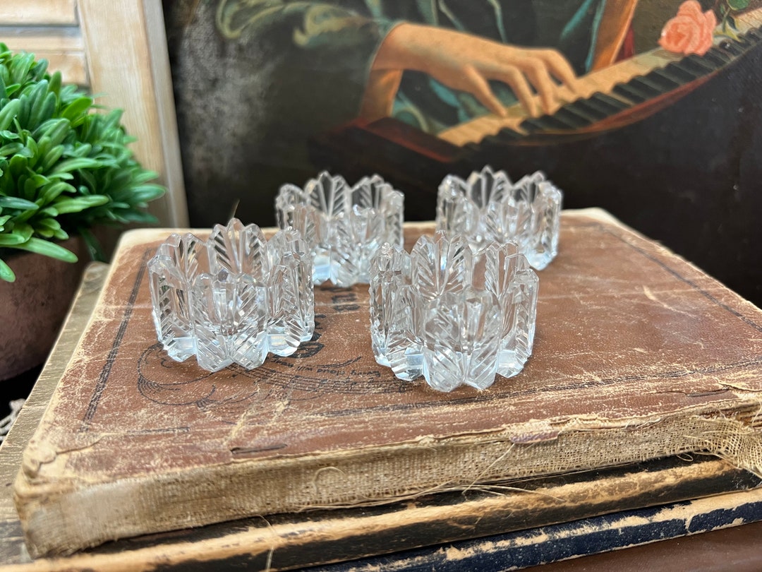 Cut Glass Salt Cellars Set of Four Feather Pattern - Etsy