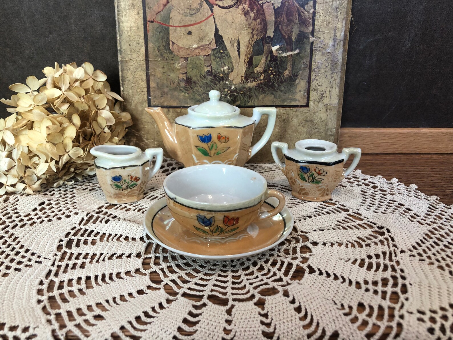 Miniature Tea Set Peach Luster Ware Made in Japan - Etsy