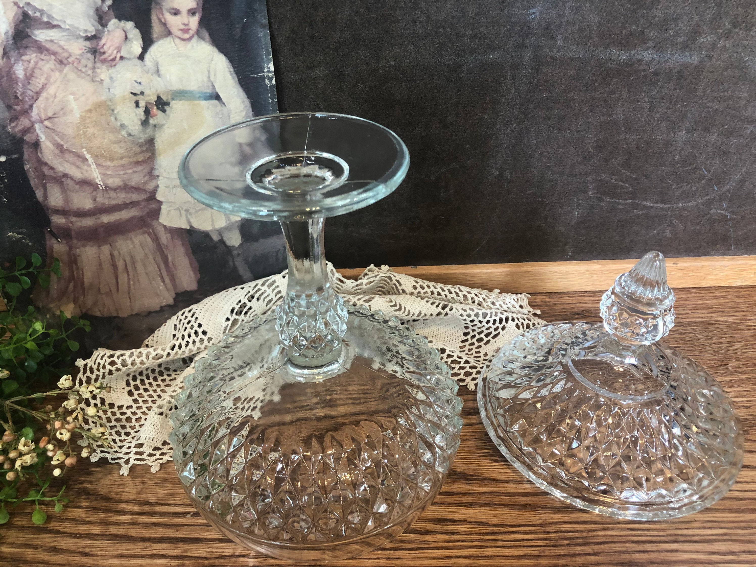 Indiana Glass Diamond Pattern Preserve Stand Candy Dish | Etsy