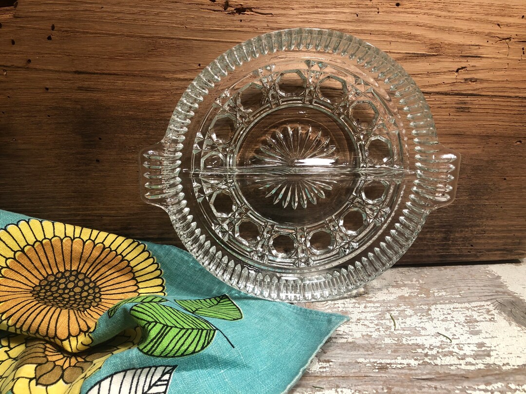 Divided Dish Clear Cut Glass Windsor Pattern Three Available - Etsy