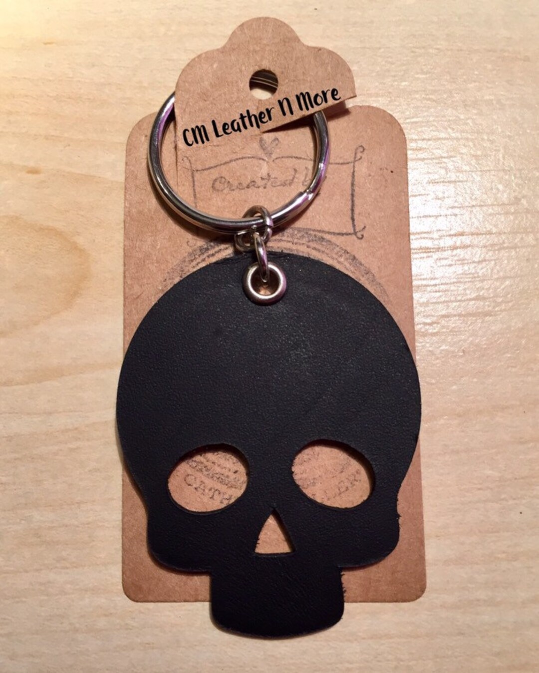 Handmade Leather Skull Keychain - Etsy