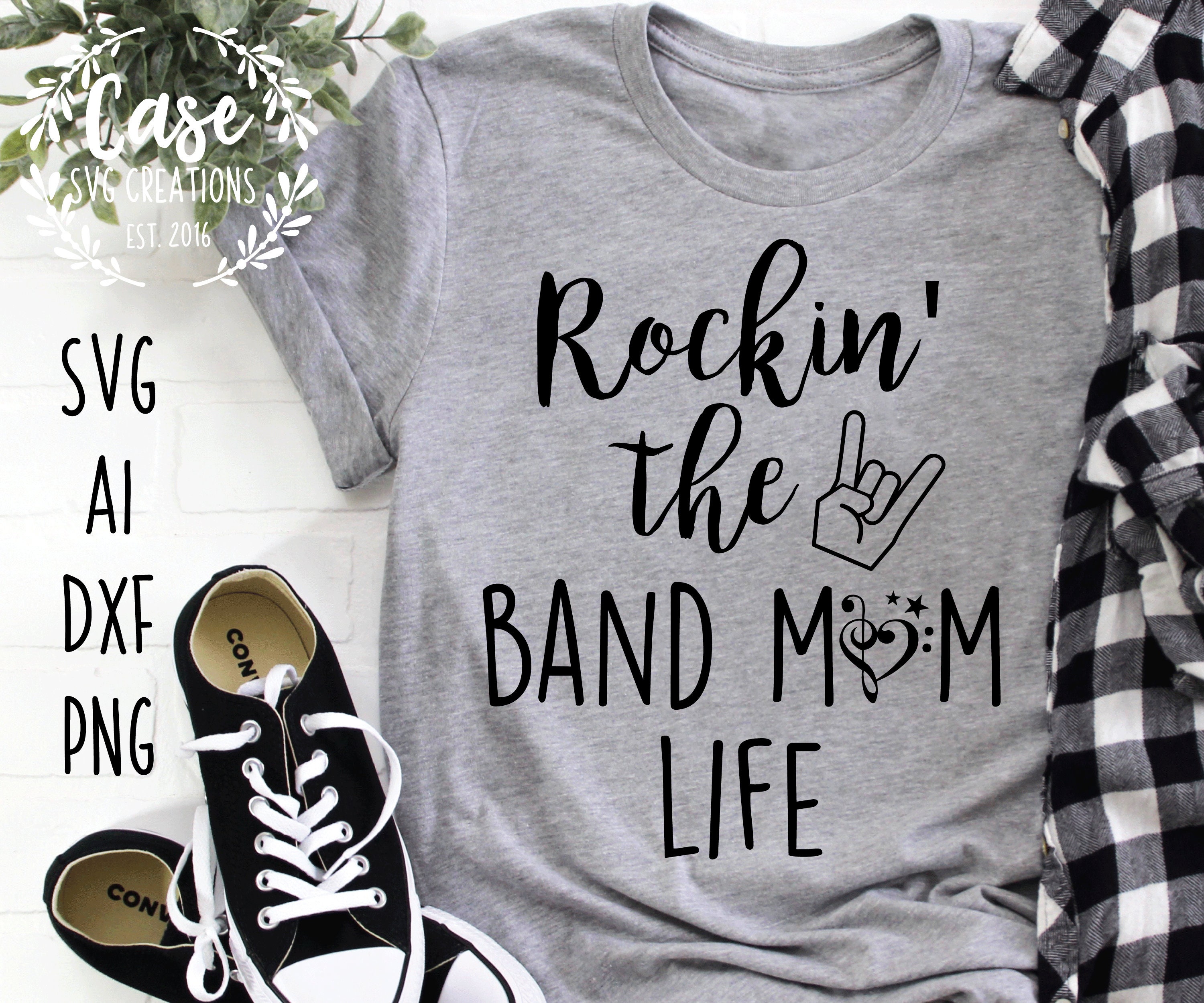 Papercraft Card Making & Stationery Materials Band Mom Life SVG ...