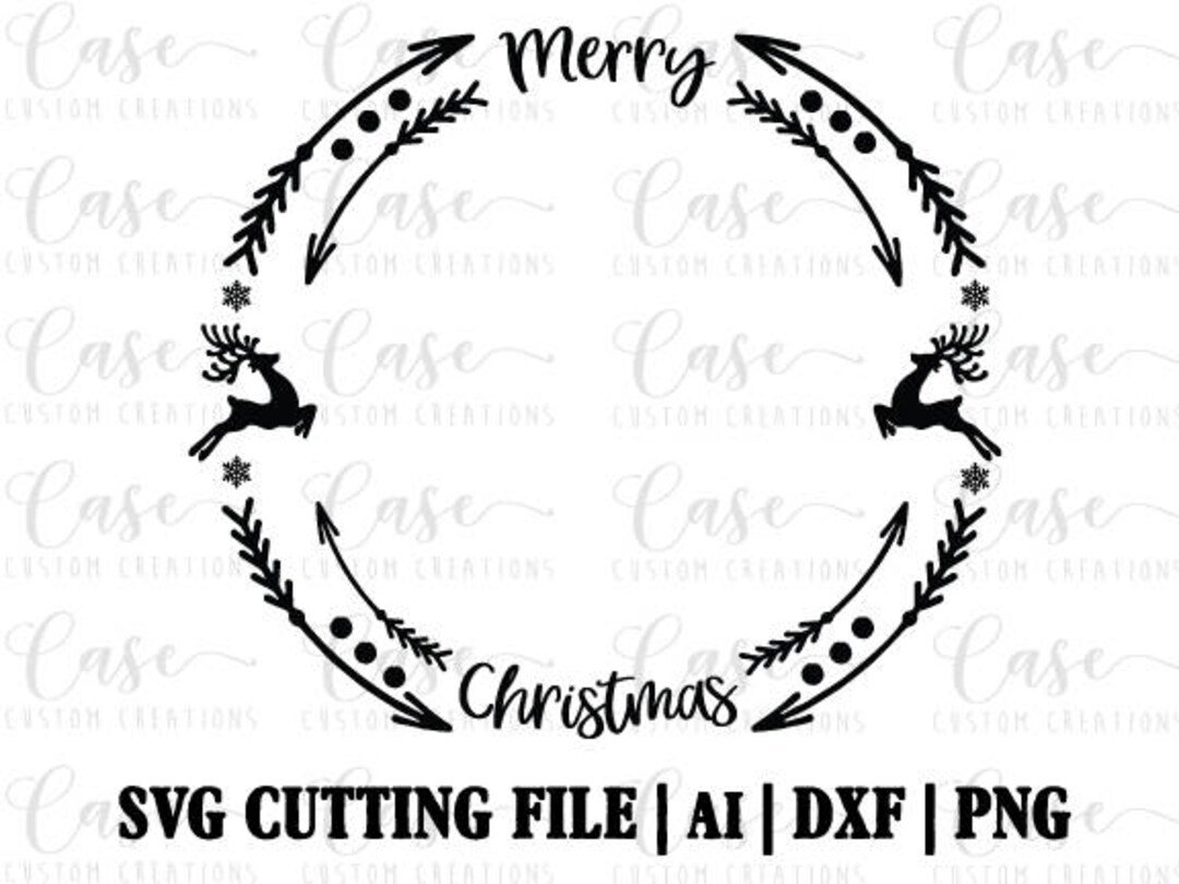 Merry Christmas Monogram Frame SVG Cutting File, Ai, Dxf and PNG ...