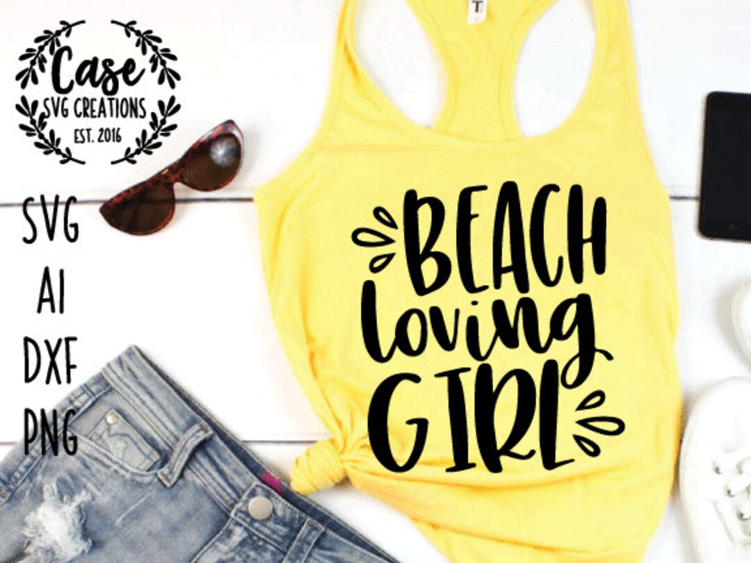 Beach Loving Girl SVG Cutting File, AI, Dxf and Printable PNG Files ...