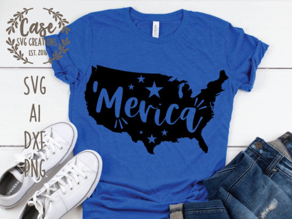 Merica USA Svg Cutting File AI Dxf and Printable PNG Files | Etsy