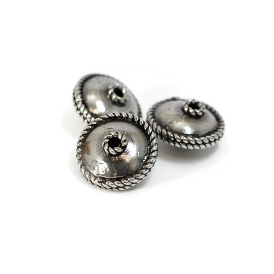 Bali Silver Bead / Sterling Silver / One Bead / Saucer With Rope ...