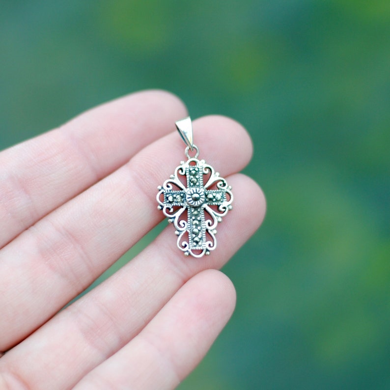Marcasite Pendant / Cross Pendant / Sterling Cross / PEN004 - Etsy