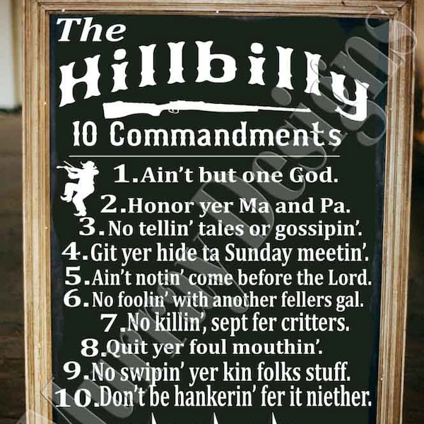 Redneck Ten Commandments - Etsy