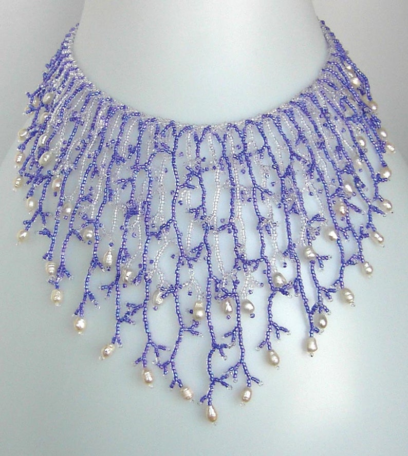 Pattern Seed Beaded Necklace Netting Stitch Tutorial Instructions ...