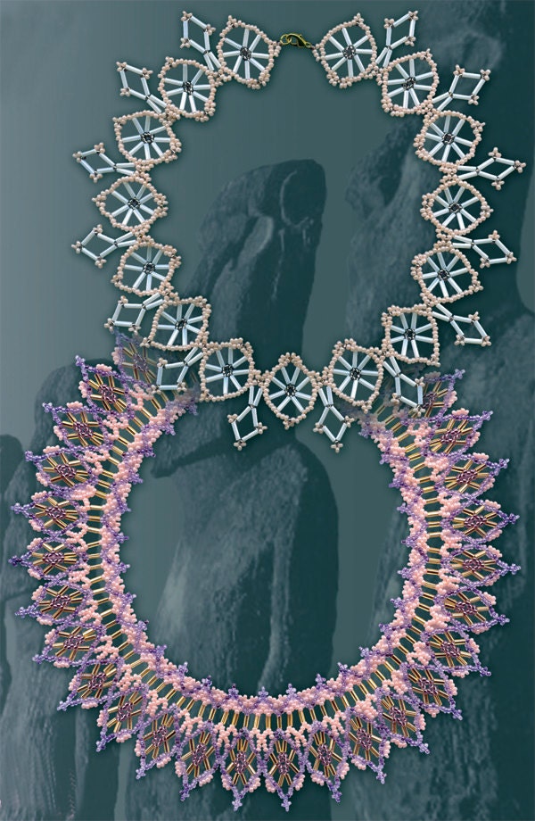 2 Beading Patterns Seed Beaded Necklace Instructions Beading Netting ...
