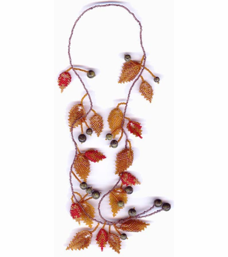 Pattern Seed Beaded Necklace Netting Stitch Tutorial Instructions ...