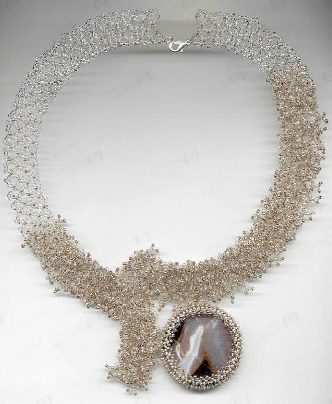 Pattern Seed Beaded Necklace Detailed Tutorial Instructions Cabochon ...