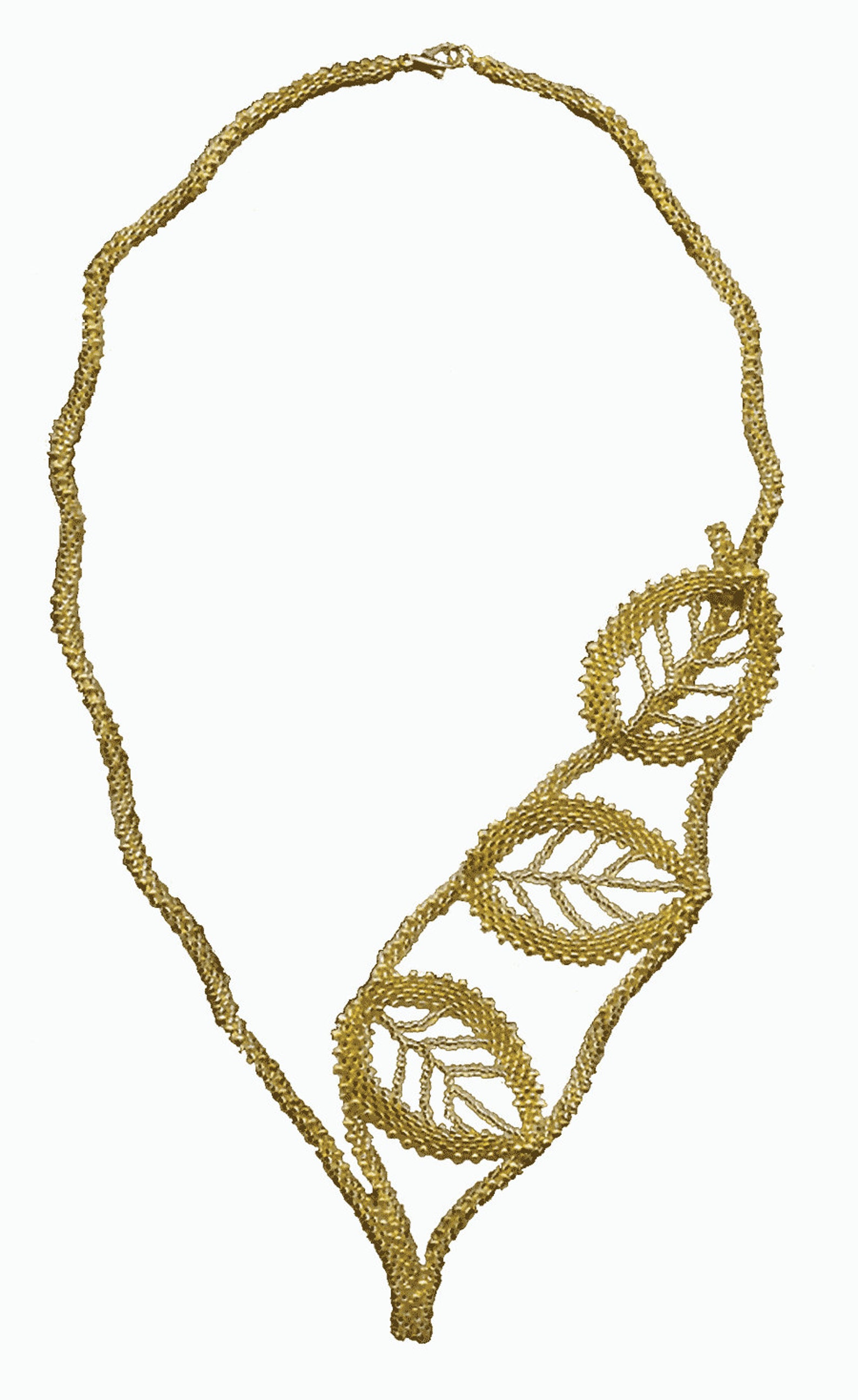 Beading Pattern Seed Beaded Golden Leaves Necklace Instructions Beading ...