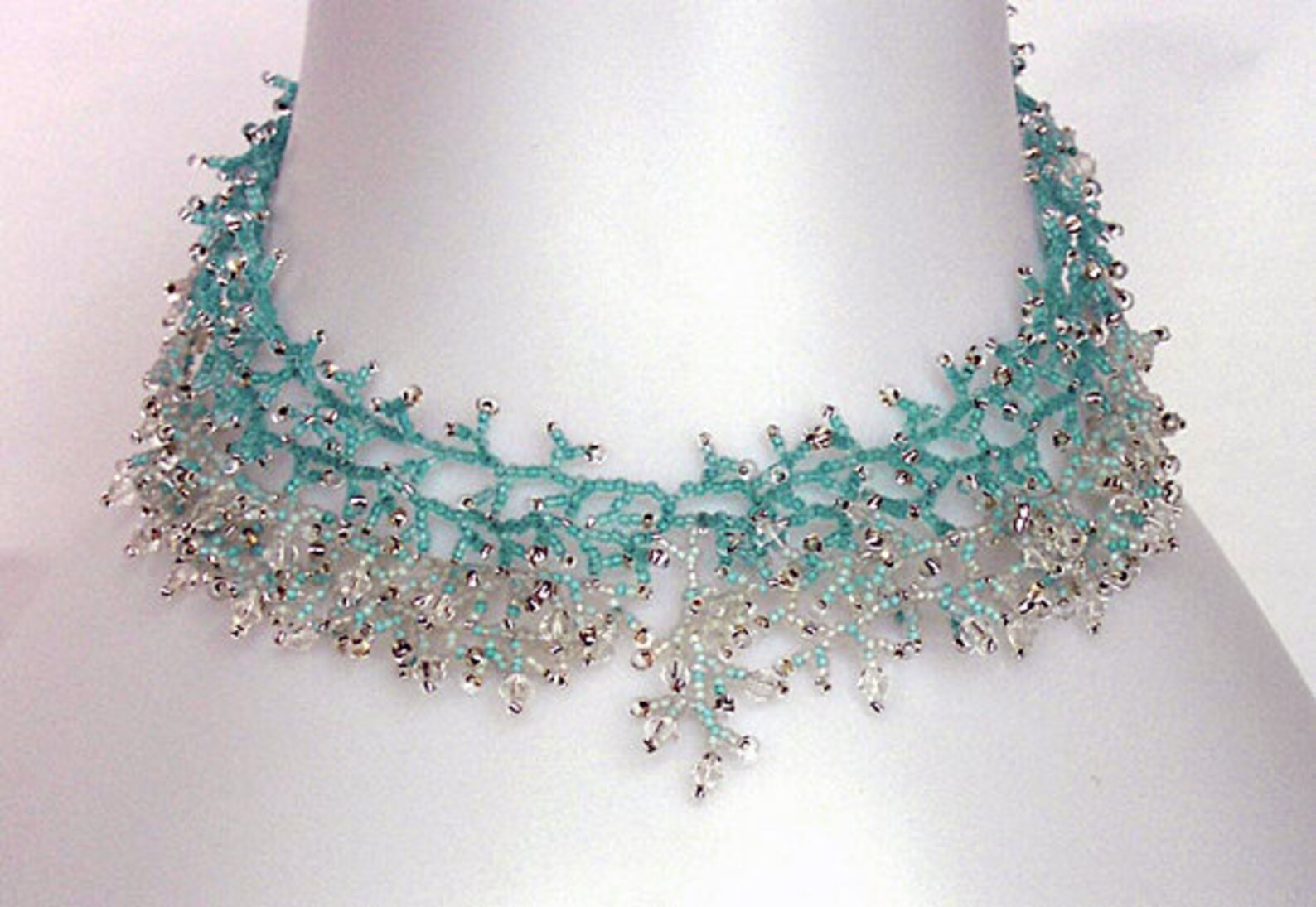 Pattern Seed Beaded Necklace Detailed Instructions Beading Netting ...