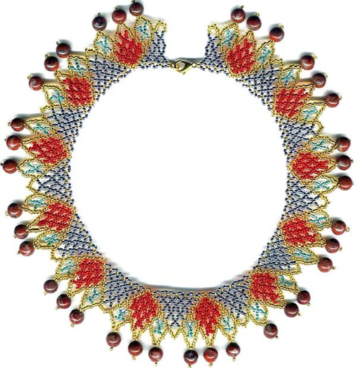 Beginner Easy Pattern Seed Beaded Egyptian Collar Necklace Beading ...