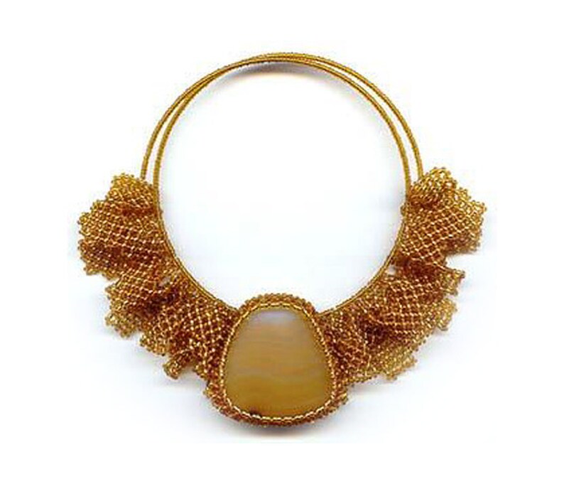 Beginner Pattern Seed Beaded Honeycomb Bee Necklace Instructions ...