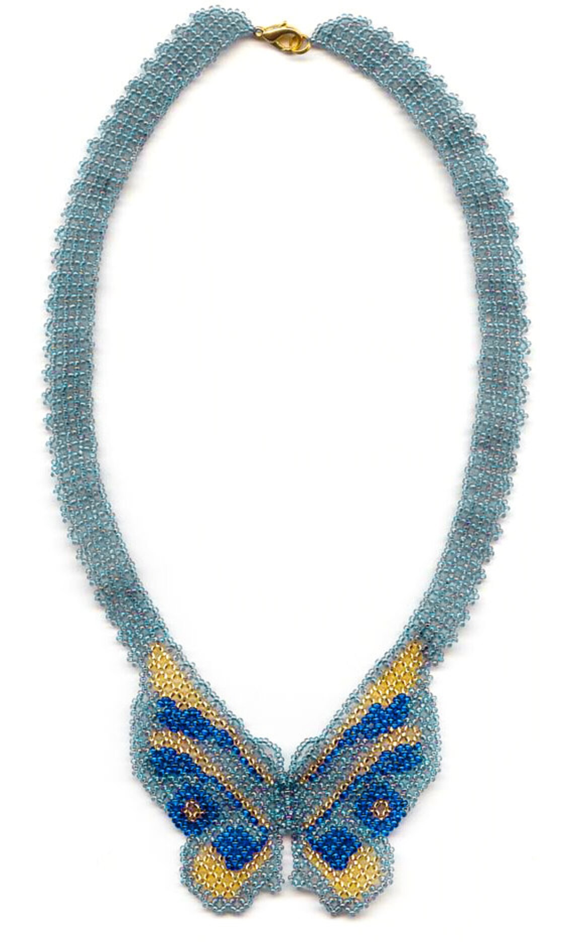 Pattern Seed Beaded Butterfly Necklace Instructions Beading Netting ...