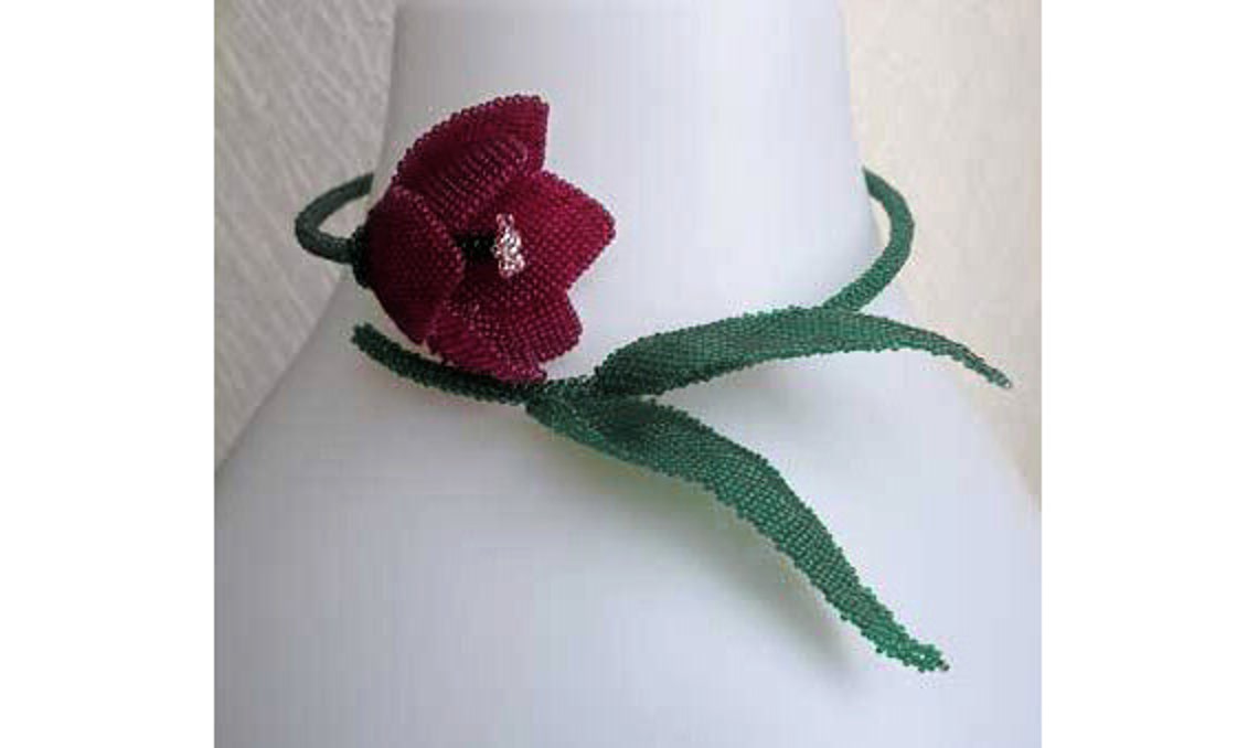 Beading Pattern Seed Beaded Tulip Flower Necklace Instructions Beading ...