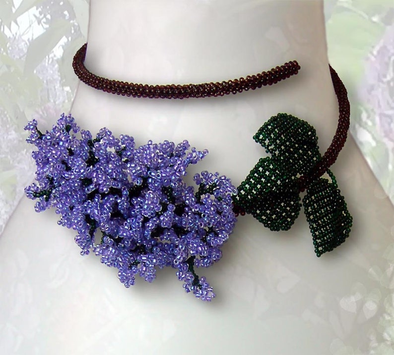 Beading Pattern Seed Beaded Tulip Flower Necklace Instructions Beading ...