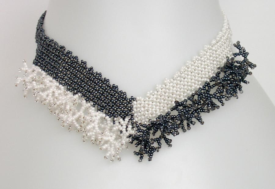 Pattern Seed Beaded Necklace Detailed Instructions Beading Netting ...