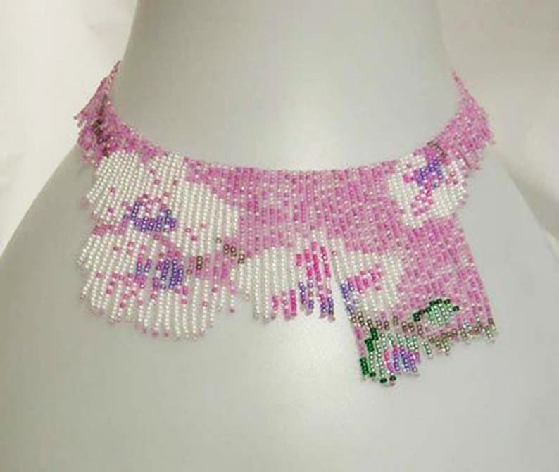 Pattern Seed Beaded Autumn Leaves Necklace Instructions Beading Flat ...