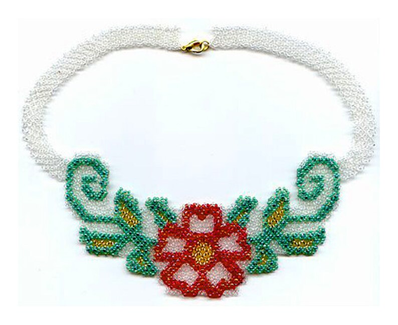 Pattern Seed Bead Flowers Necklace Jewelry Tutorial Beading - Etsy