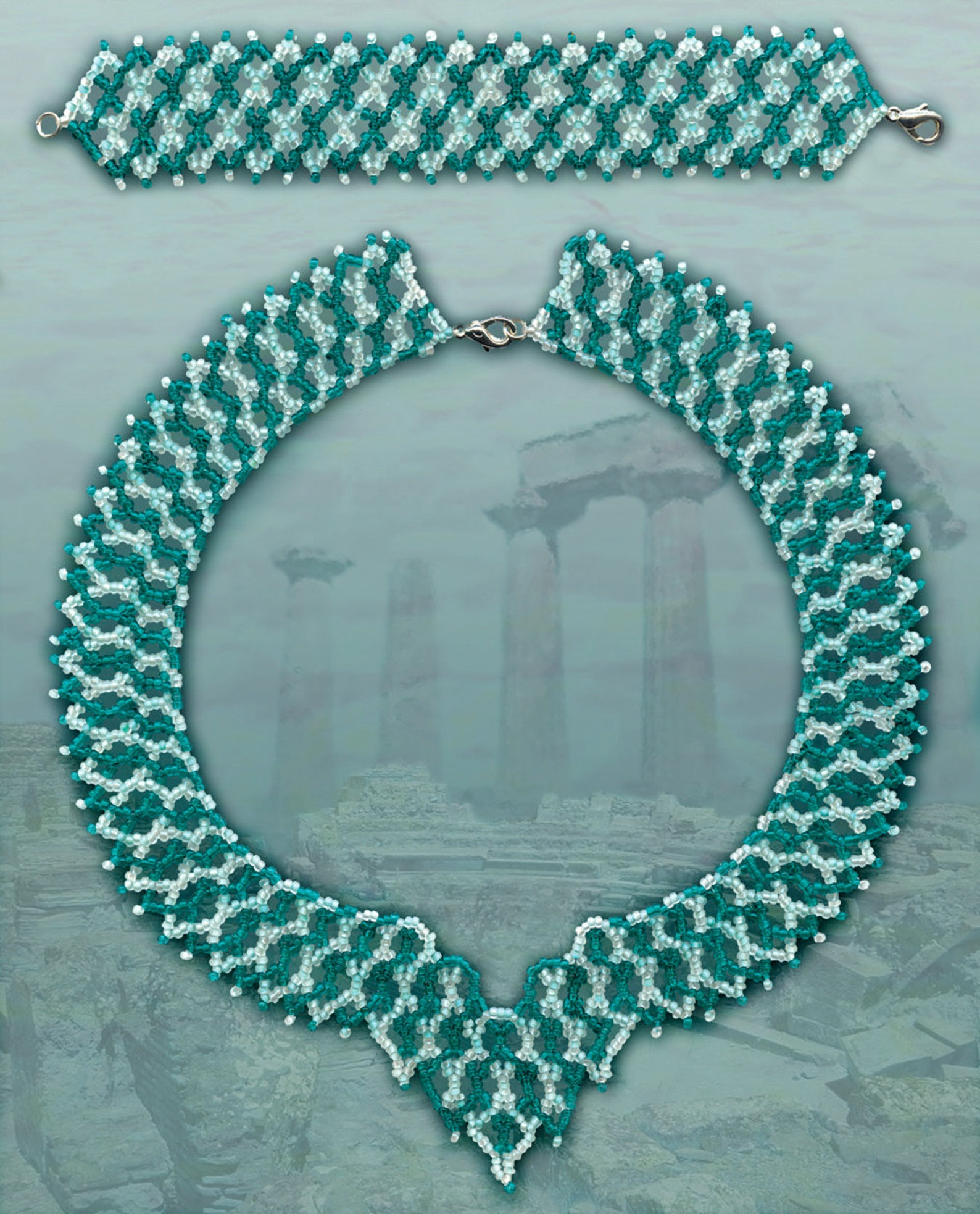 Beginner Pattern Seed Beaded Necklace Instructions Beading Netting ...