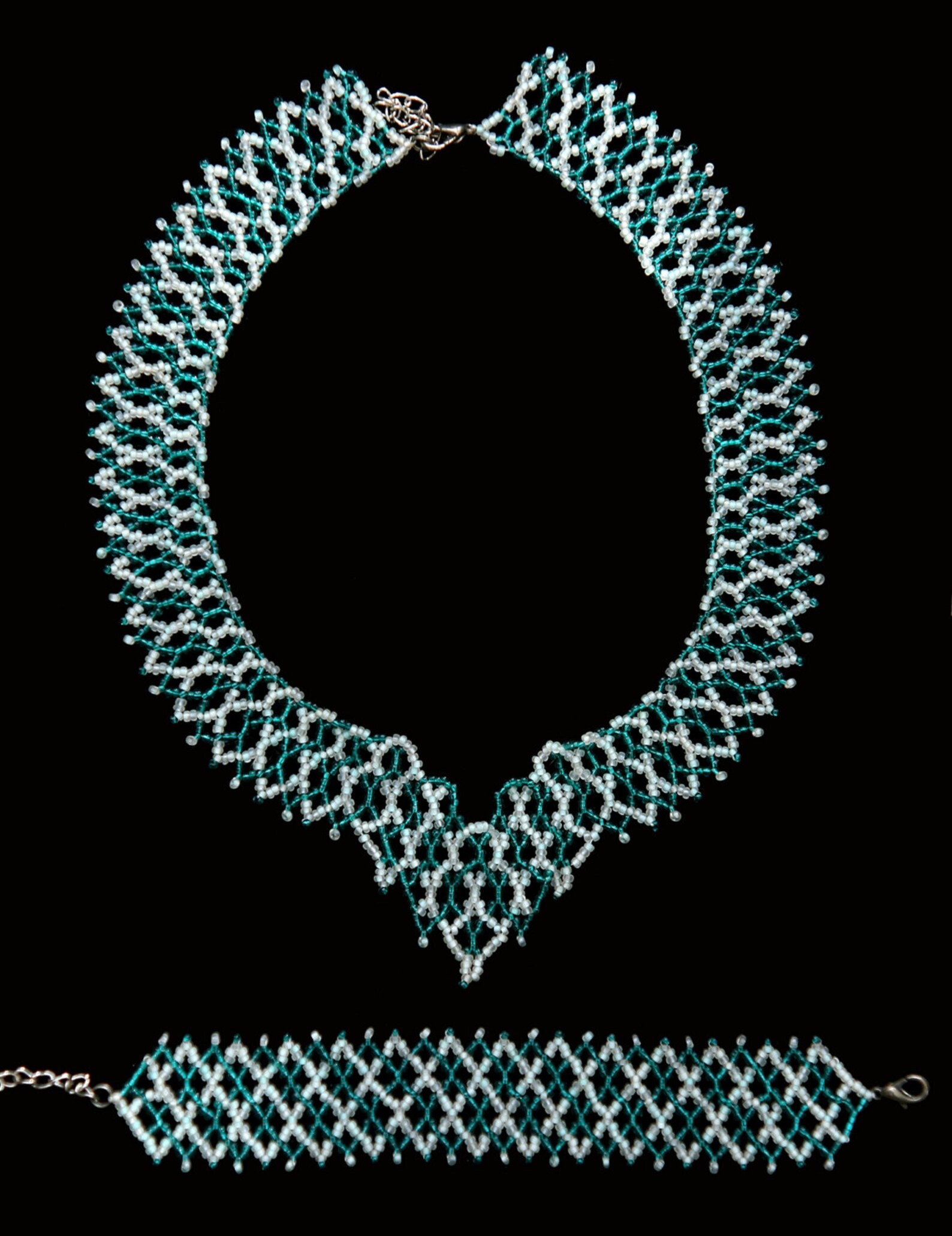 Beginner Pattern Seed Beaded Necklace Instructions Beading Netting ...