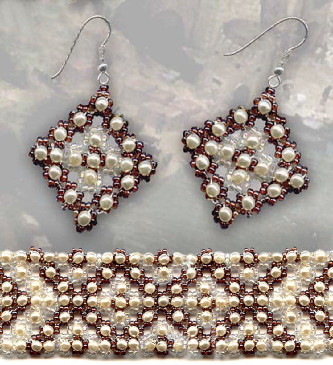 Beading Pattern Seed Beaded Bracelet Earrings Pearls Beading Tutorial ...
