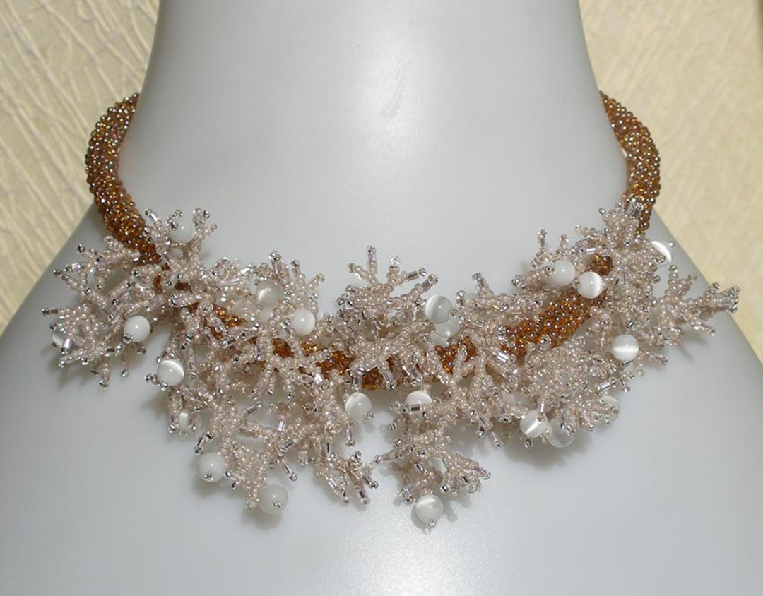 Pattern Seed Beaded Necklace Instructions Beading Tubular Netting ...