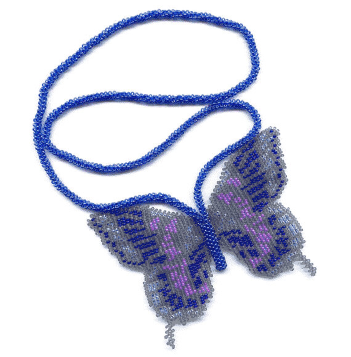 Pattern Seed Beaded Butterfly Necklace Instructions Beading Netting ...