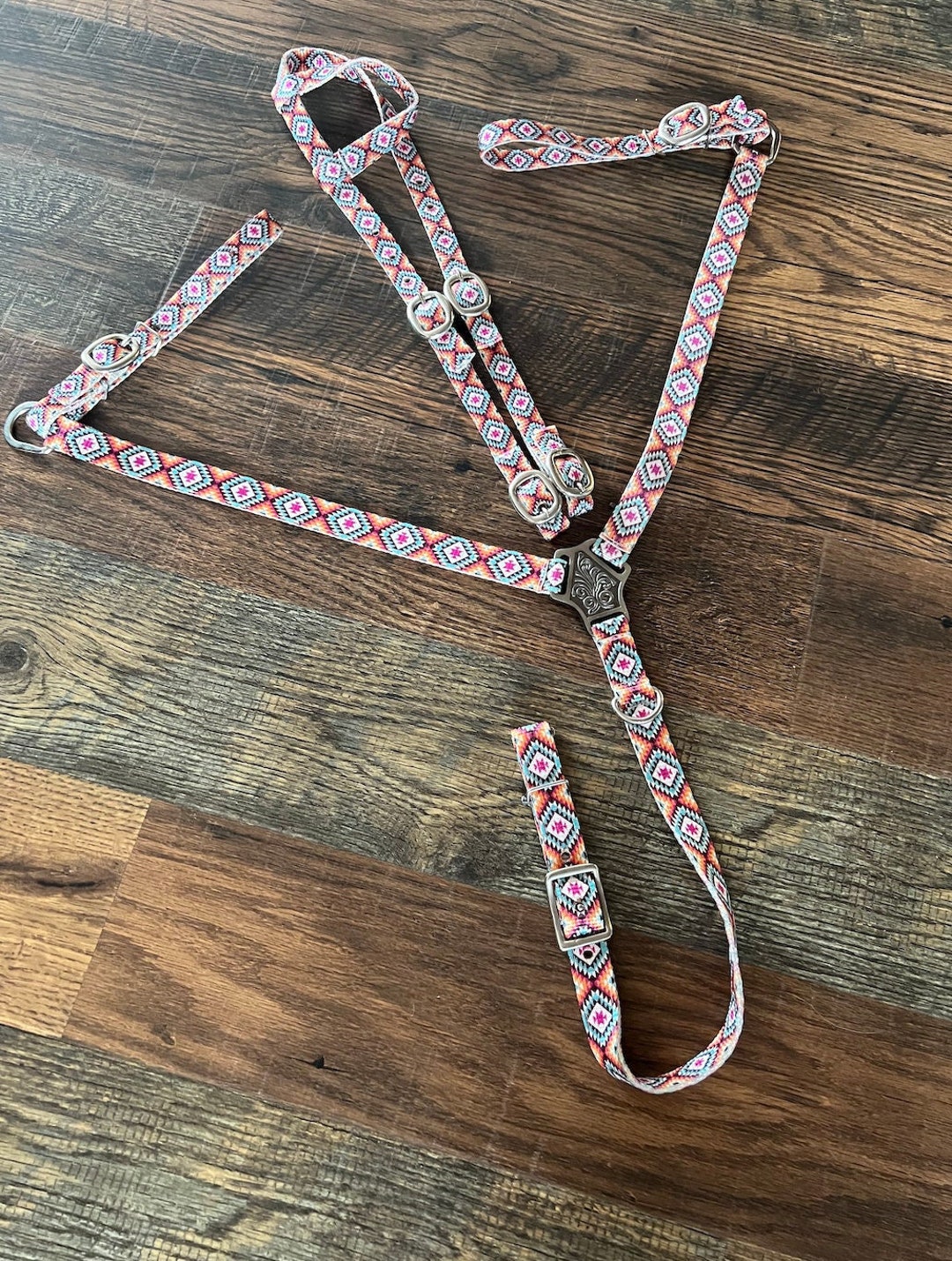 Pink Aztec Print Nylon One Ear Headstall and Breastcollar Set - Etsy