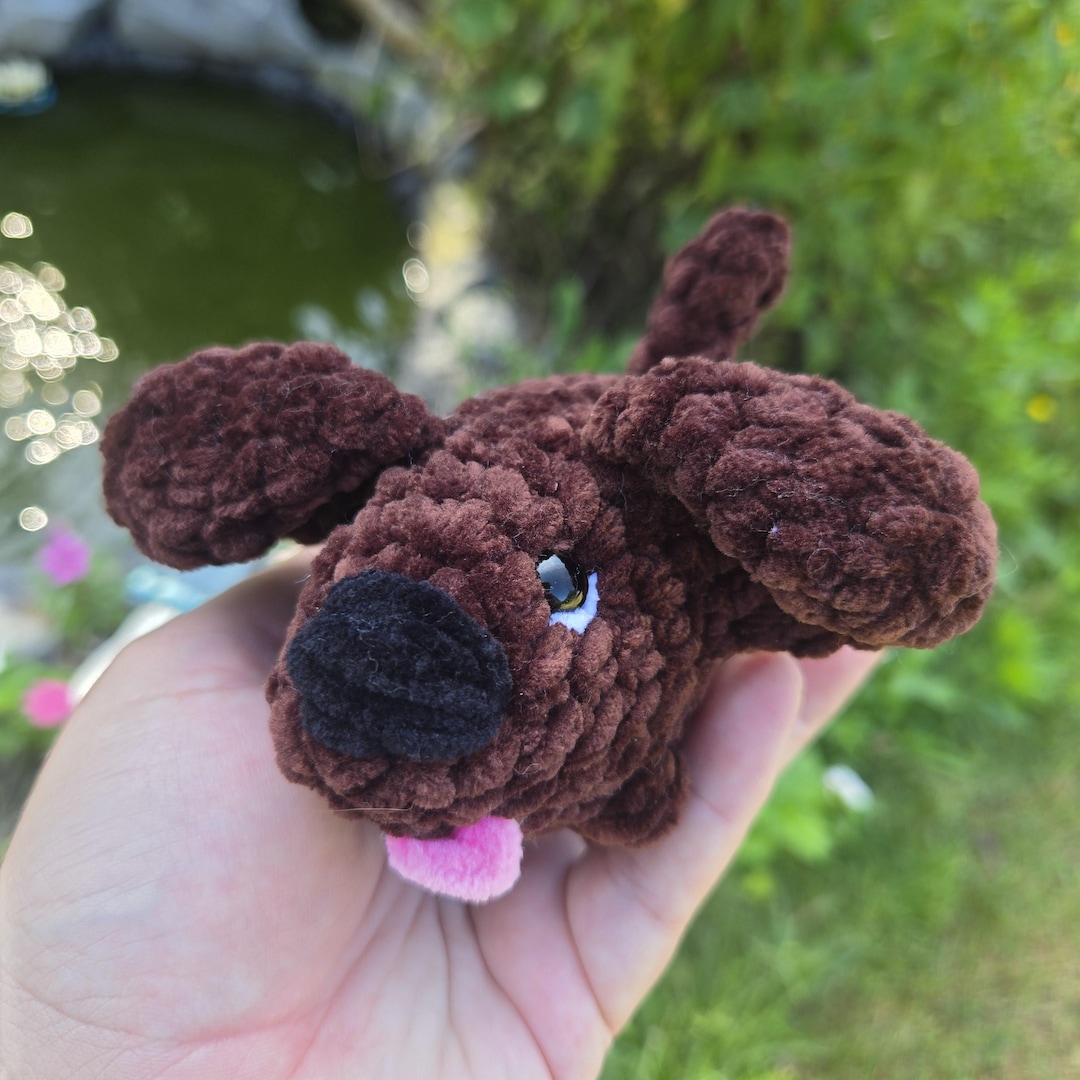 Mini Crochet Chocolate Lab Plush: Soft Chenille Amigurumi Puppy Dog Toy ...