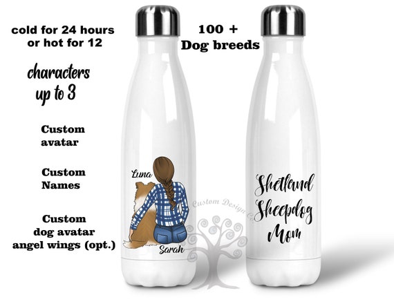 Personalized Water Bottle Shetland Sheepdog Water Bottle Dog - Etsy