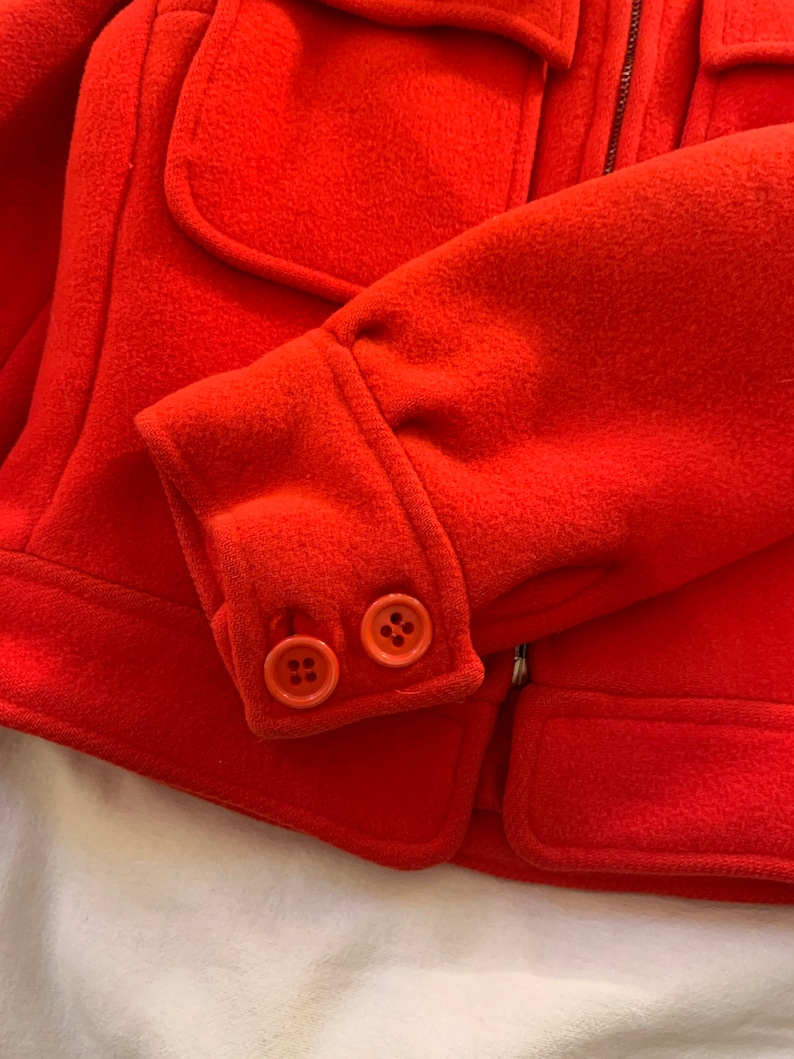 Calvin Klein Red Mod Wool Cropped Jacket - Etsy