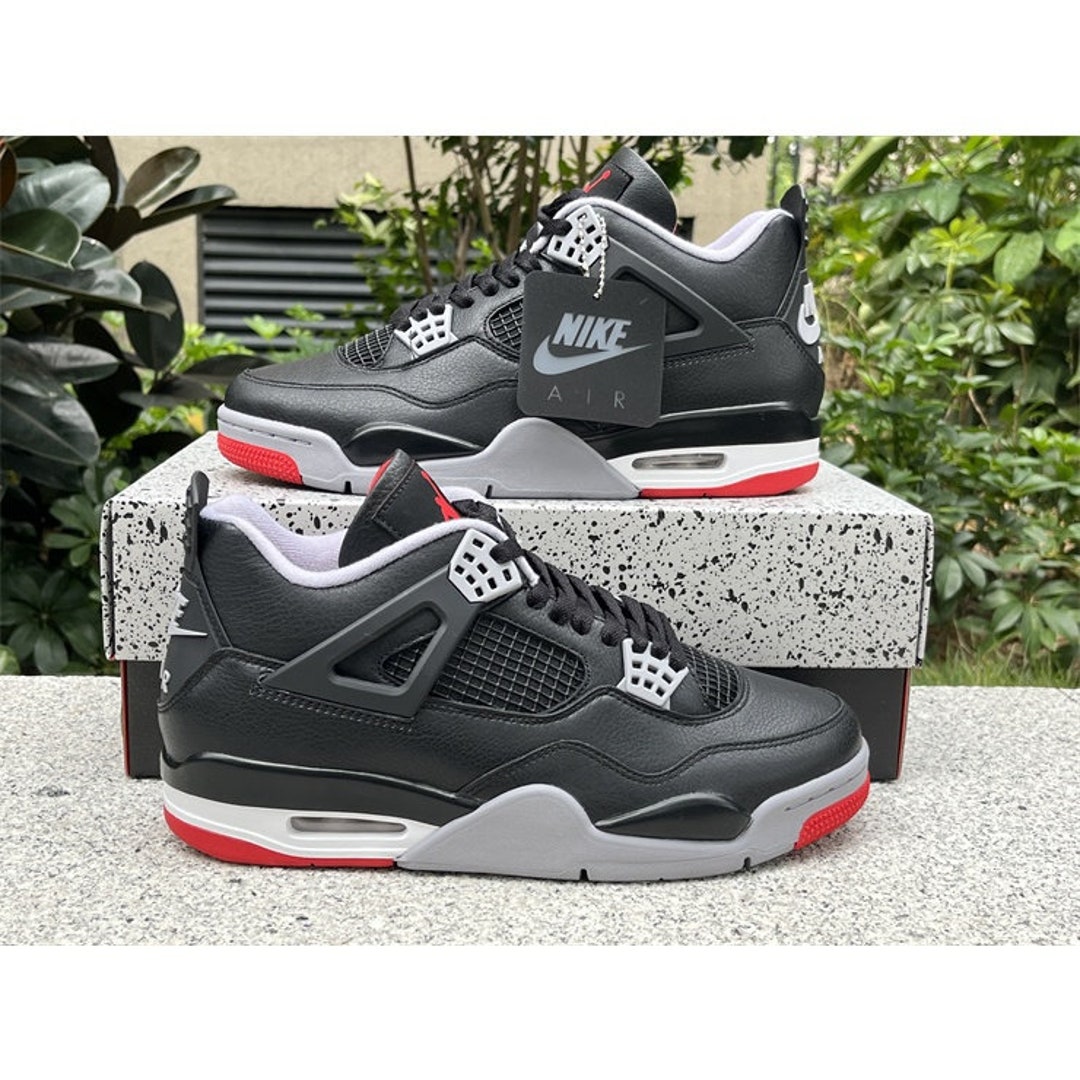 Jordan 4 Bred Reimagined Black/fire Red for Men and Women - Etsy
