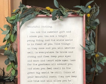 Beautiful Darling Quote Sign Beautiful Darling Framed Wood | Etsy