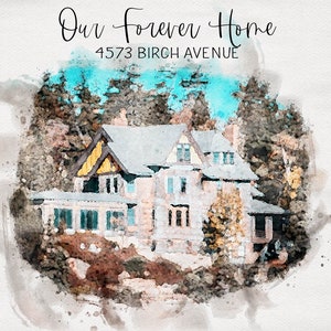 Custom Home Portrait Sign, Watercolor Home Sign, Watercolor Home ...