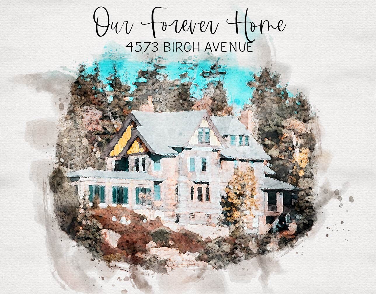 Custom Home Portrait Sign Watercolor Home Sign Watercolor - Etsy