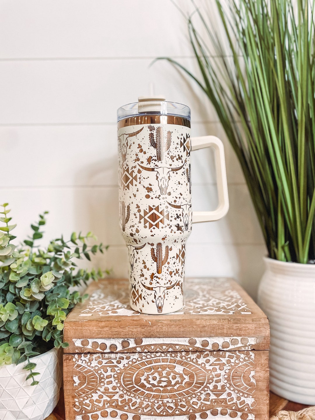 Paint Splatter Western 40oz Tumbler, Travel Mug, Engraved Tumbler ...