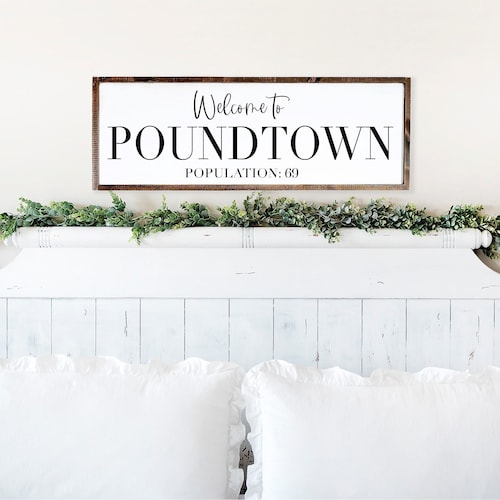 Welcome to Poundtown Wood Framed Sign Funny Bedroom Sign - Etsy